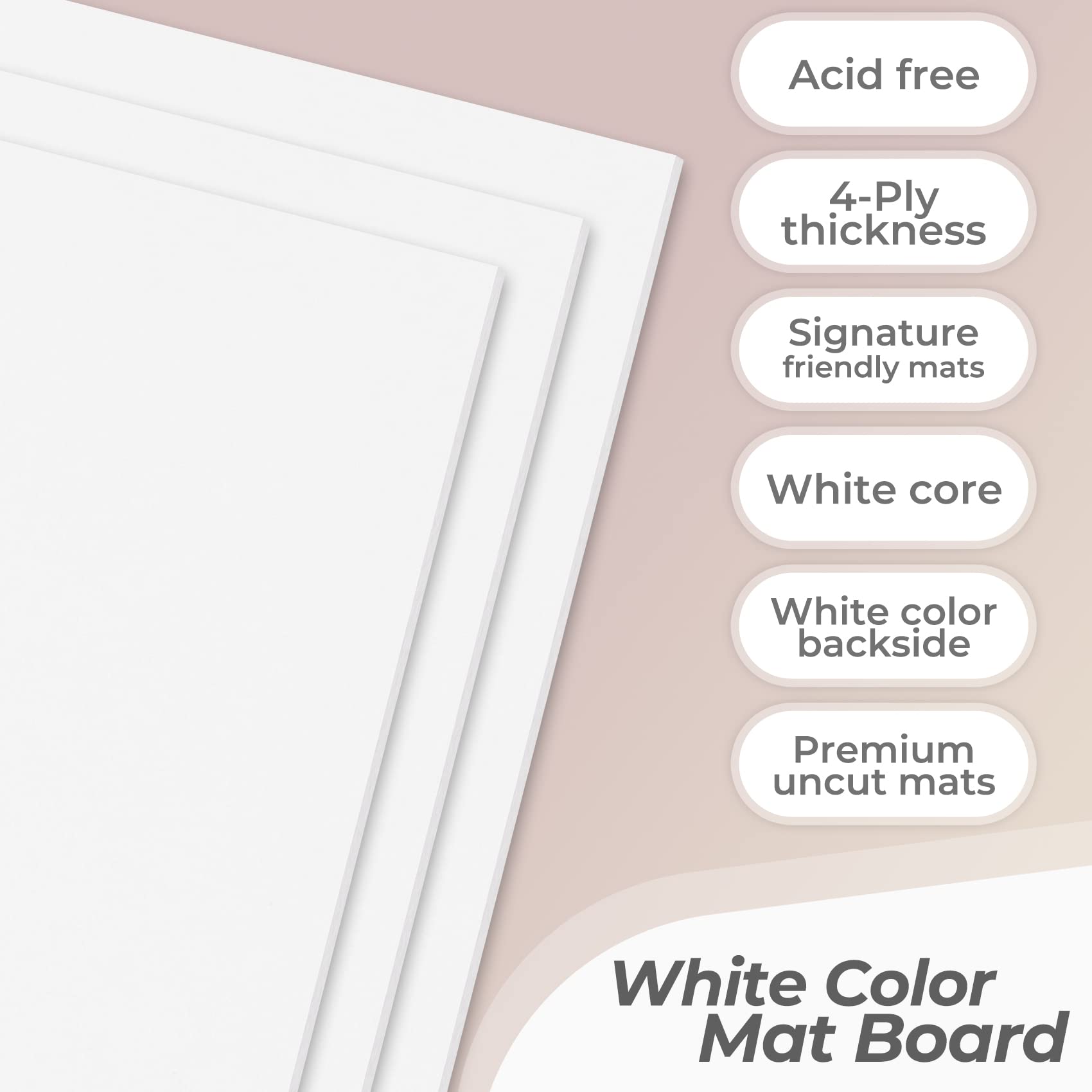 Frametory, 12x12 White Uncut Picture Mat Boards, Backing Boards for Frames, Photos, Crafts - Pack of 12