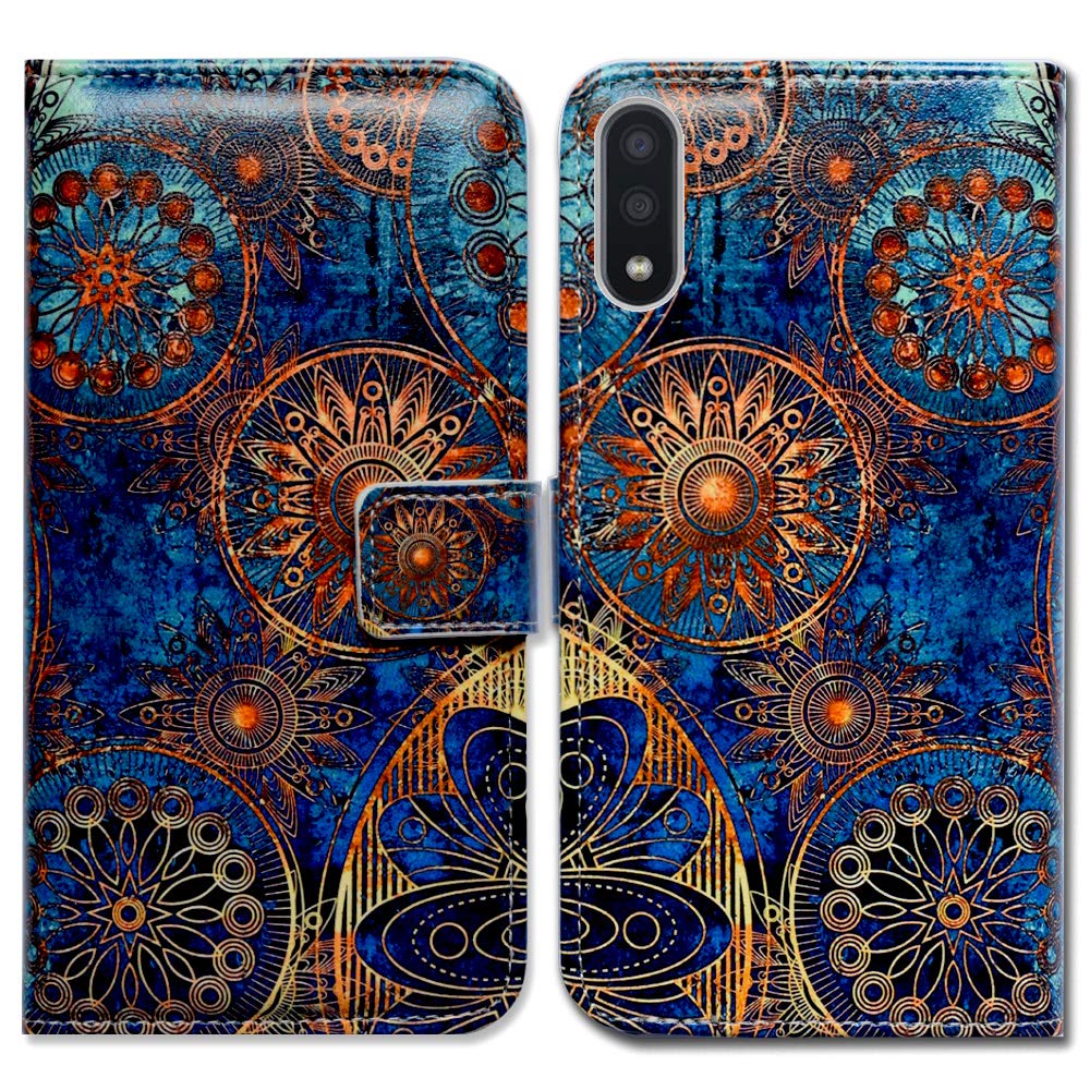 Bcov Case for Galaxy A01, Gorgeous Colours Circle Mandala Leather Flip Case Wallet Cover with Card Slot Holder Kickstand for Samsung Galaxy A01