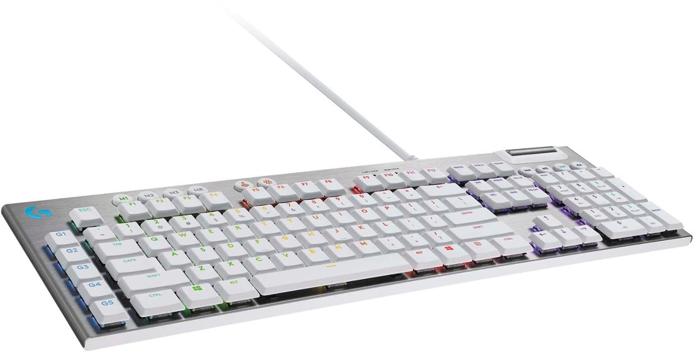 Logitech G815 LIGHTSYNC Full-Size Wired Mechanical GL Tactile Switch Gaming Keyboard - White (Renewed)
