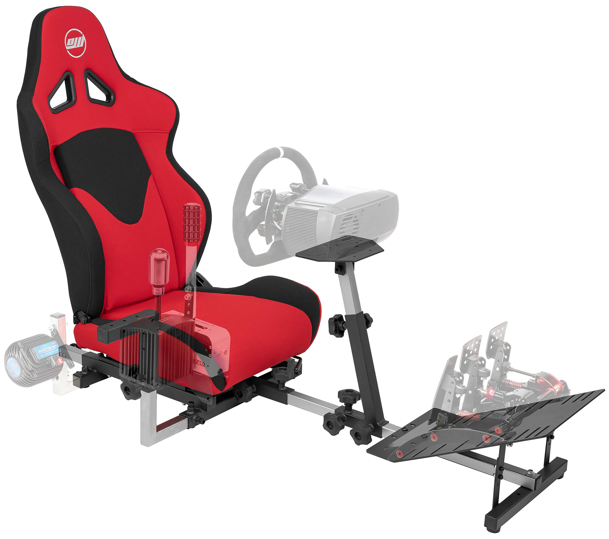 OpenWheeler GEN3 Racing Wheel Simulator Stand Cockpit, Red Seat. Compatible With Logitech G923 | G29 | G920 | Thrustmaster | Fanatec Wheels | Xbox One, PS4, PC Platforms