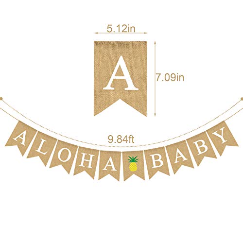Jute Burlap Aloha Baby Banner with Pineapple Summer Baby Shower Nursery Decoration