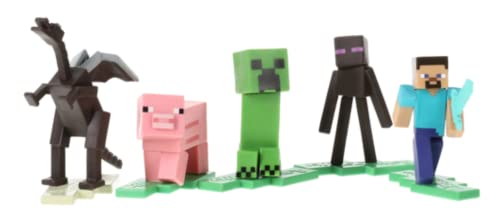 Gamer Cart Compatible with Minecraft Minecart Bundled with Die-Cast Car + Creeper Dragon Enderman Player Steve Pig + Sticker Scene Dungeons Mob Character Fun Gear 3-Items