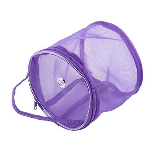 Knitting Bag for Yarn Storage, Oxford Cloth Woven Crocheting Organizer Holder Hollow Mesh Cylinder Crochet Wool Small Accessories Container Tool (Purple)