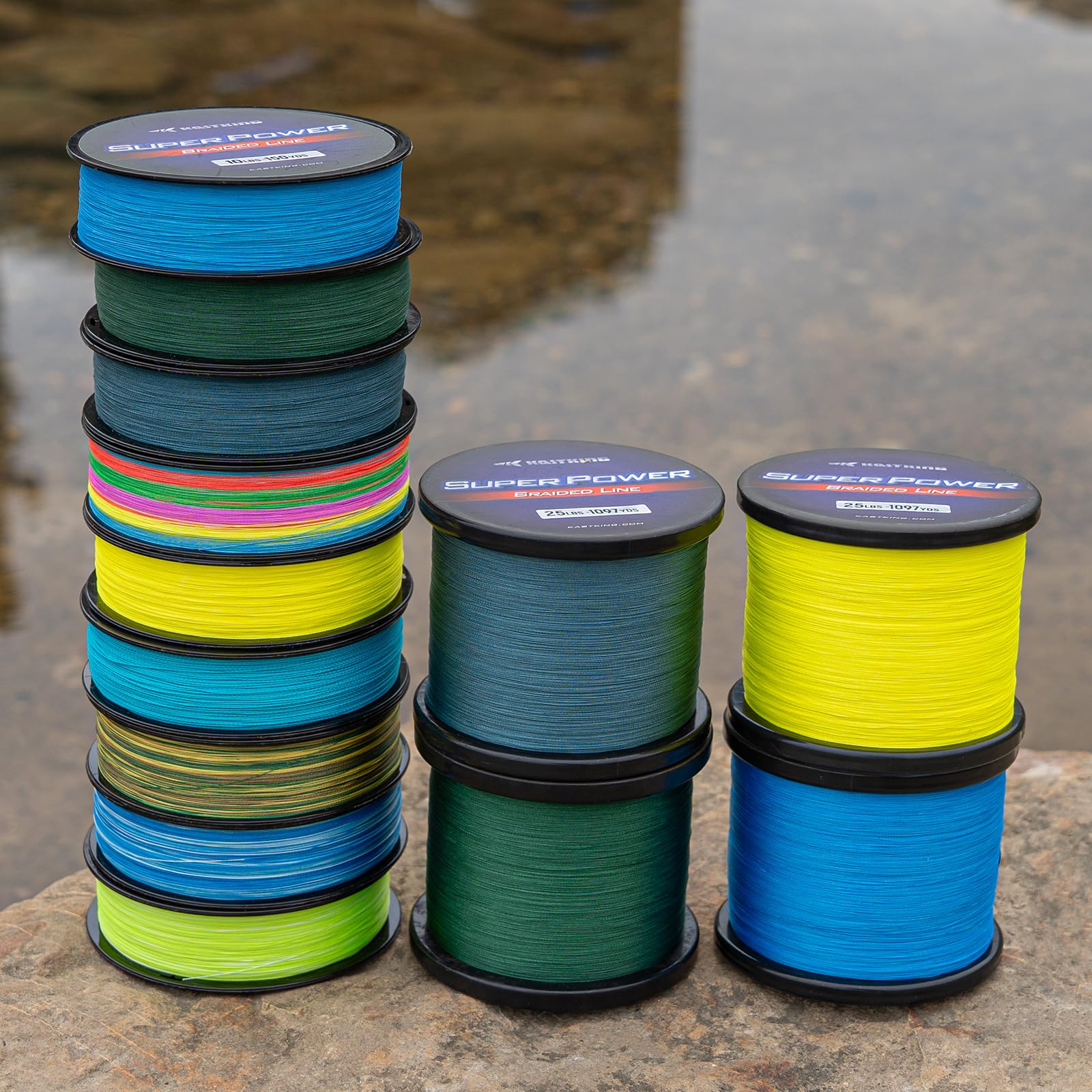 KastKing Superpower Braided Fishing Line,Low-Vis Gray,40 LB,327 Yds