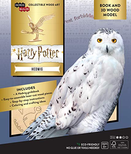 Harry Potter Hedwig 3D Wood Puzzle & Model Figure Kit (24 Pcs) - Build & Paint Your Own 3-D Movie Toy - Holiday Educational Gift for Kids & Adults, No Glue Required, 8+