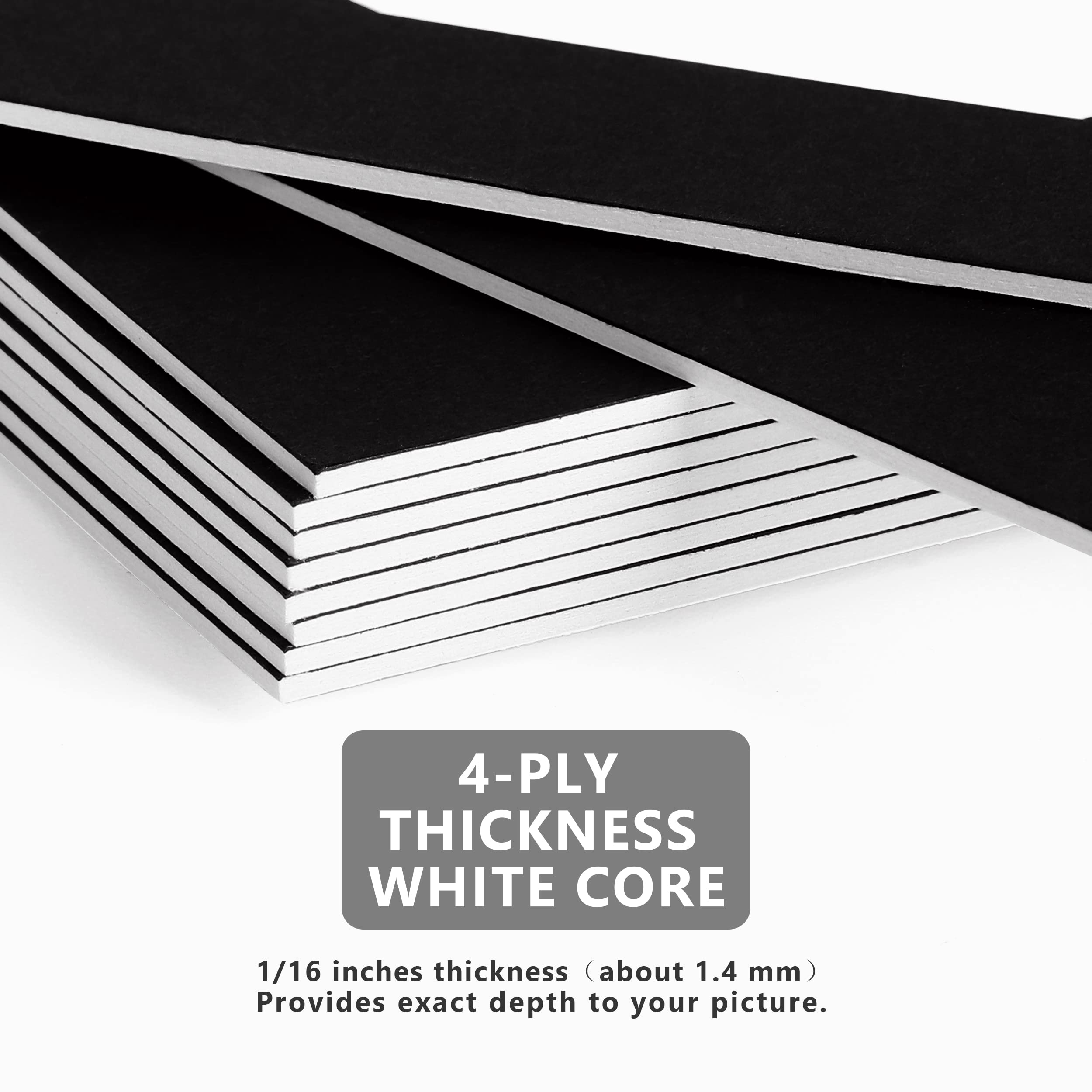 Somime 25 Pack Black Picture Mats - 11x14 Pre-Cut Mats for 8x10 Photos - White Core Bevel Cut Frame Matte, Acid Free, Ideal for Frames, Artwork and Prints