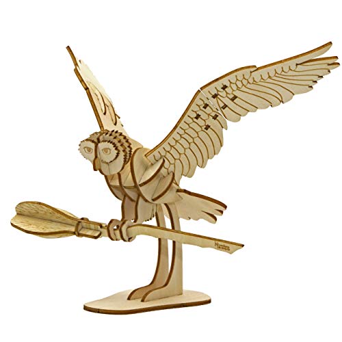Harry Potter Hedwig 3D Wood Puzzle & Model Figure Kit (24 Pcs) - Build & Paint Your Own 3-D Movie Toy - Holiday Educational Gift for Kids & Adults, No Glue Required, 8+