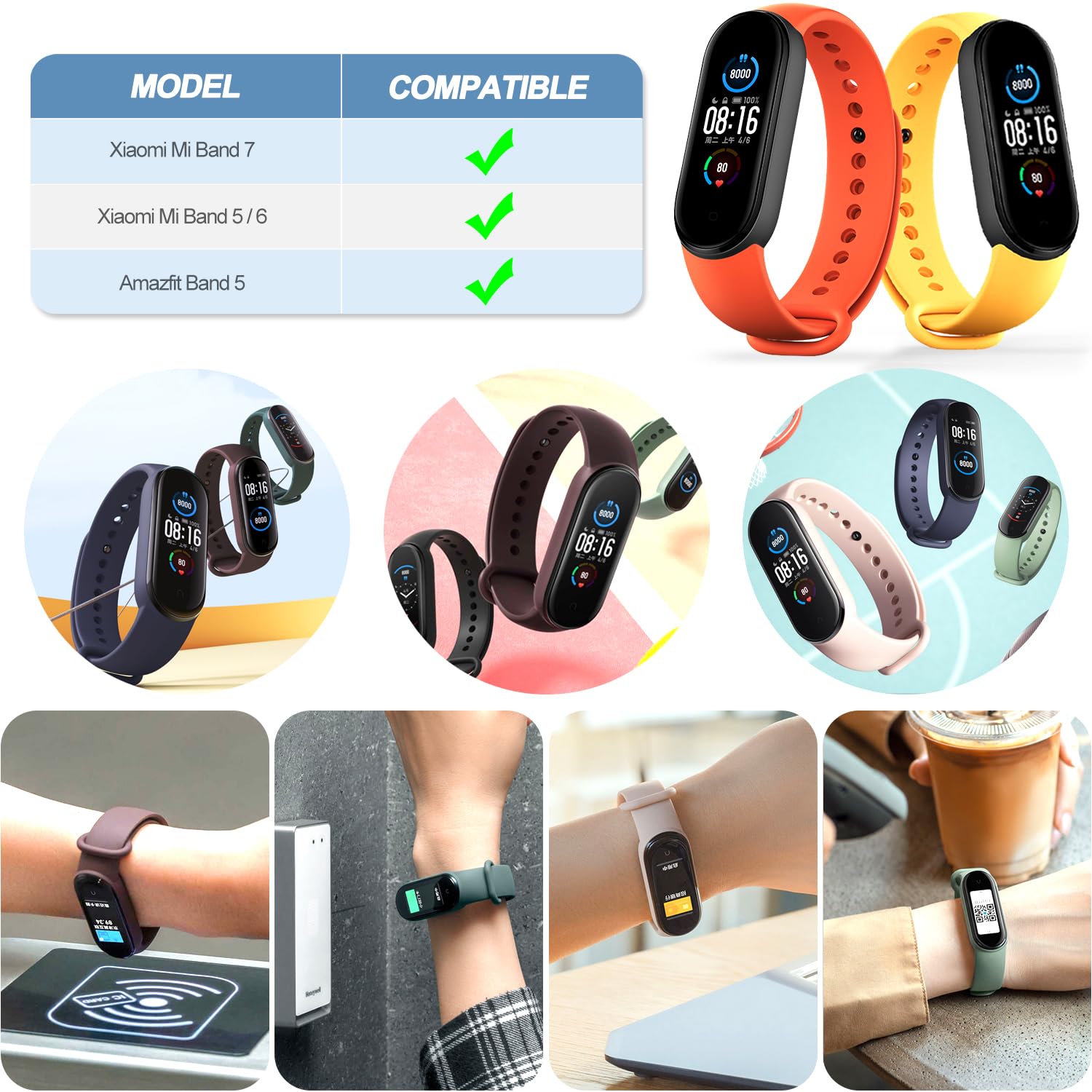 BANGTING 20 Pieces Strap Replacement Compatible with Xiaomi Mi Band 7/6 / 5 and Amazfit Band 5, Bands for Xiaomi Mi Band 7 Bracelet Wristbands Accessories for Mi Fit 6 Straps (20 Colors)