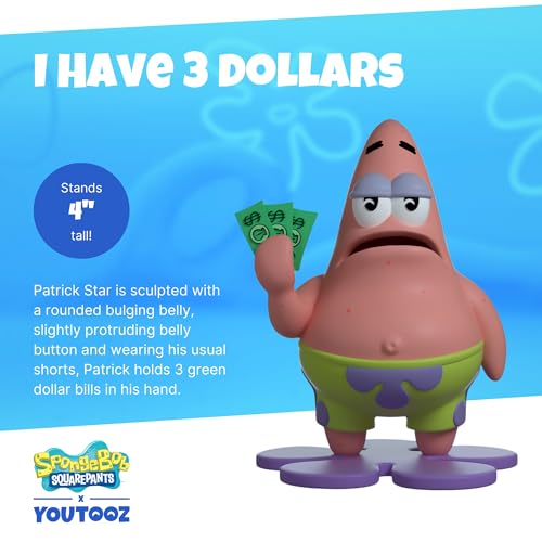 I Have 3 Dollars, 4" Patrick Collectible Figure, Based on Funny Internet Meme, High Detailed Collectible Figure - Youtooz Spongebob Squarepants Collection Based on Cartoon TV Series