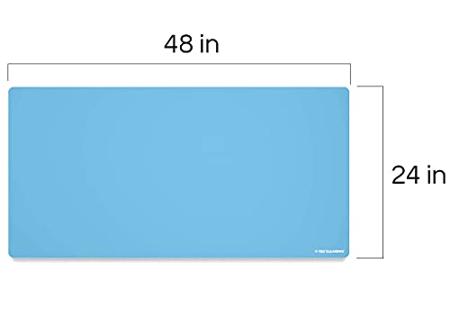 Tez Cables Gaming Oversized Extended Extra Large Blue Mousepad, 3XL (48" x 24" x 0.12"), Waterproof Non RGB Computer Gaming Pad with Anti Slip Rubber Base