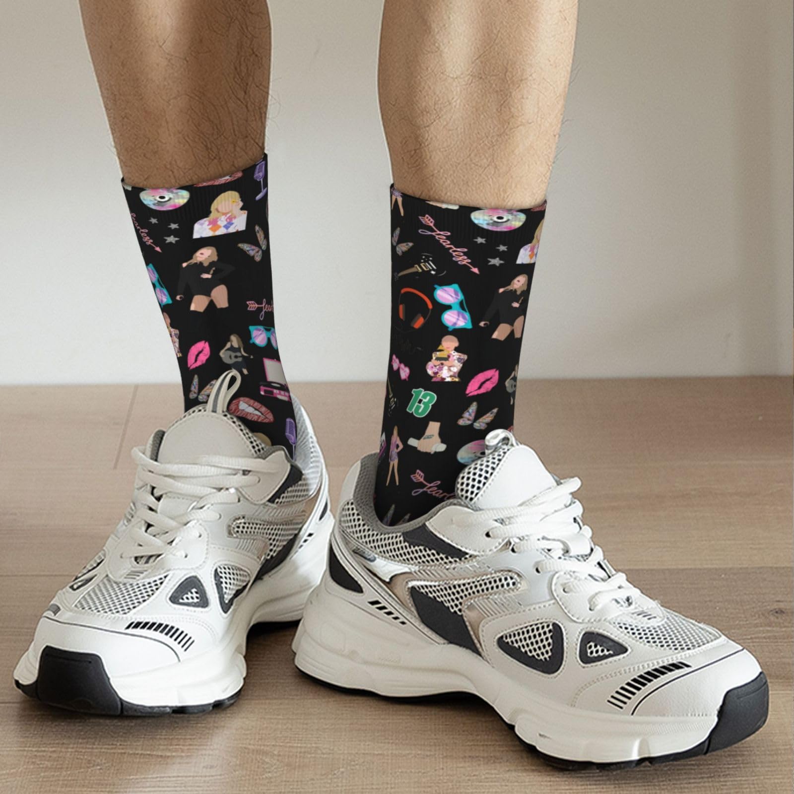 Caijhoul black socks for men women crew socks Moisture Wicking Athletic Socks 1Pcs