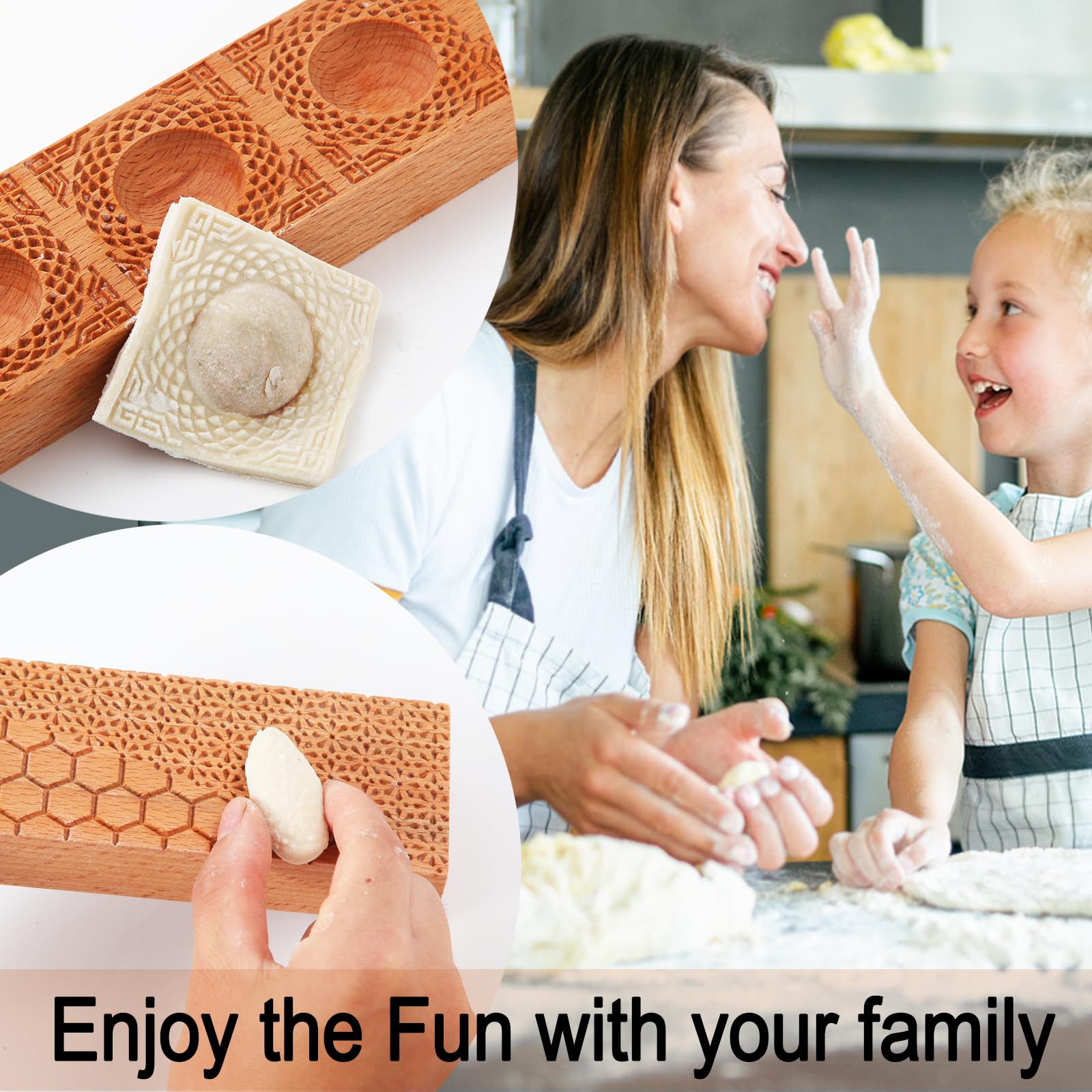 Miczhuoguang Ravioli Maker Press Mold Gnocchi Pasta Board, Wooden Stamp Pelmeni Mold Handmade Fresh Pierogi Press Ravioli Pasta Maker, 3 in 1 Combination Potsticker Meat Pie Dumpling Maker Board