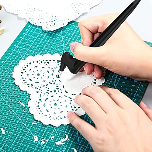 DCH Craft Cutting Tools with 360 Degree Hand Held Carving Pen, 360 Degree Rotating Blade Craft Knife,Art Cutting Tool,Stainless Steel Craft Knives(1 PCS With 3 Blades) (Black)