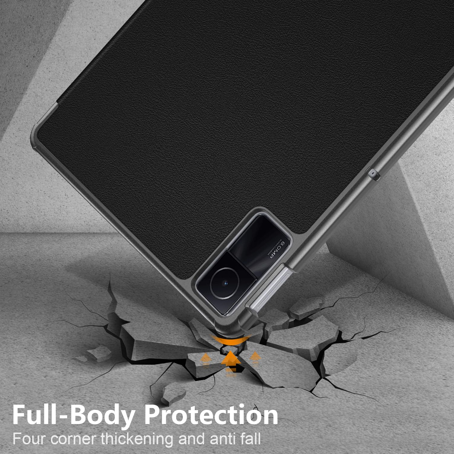 Xuanbeier Case for Xiaomi Redmi Pad SE 11 inch,Slim Stand Hard Back Shell Protective Smart Cover for Redmi Pad SE 11 2023 Case with Auto Wake/Sleep Function,Black