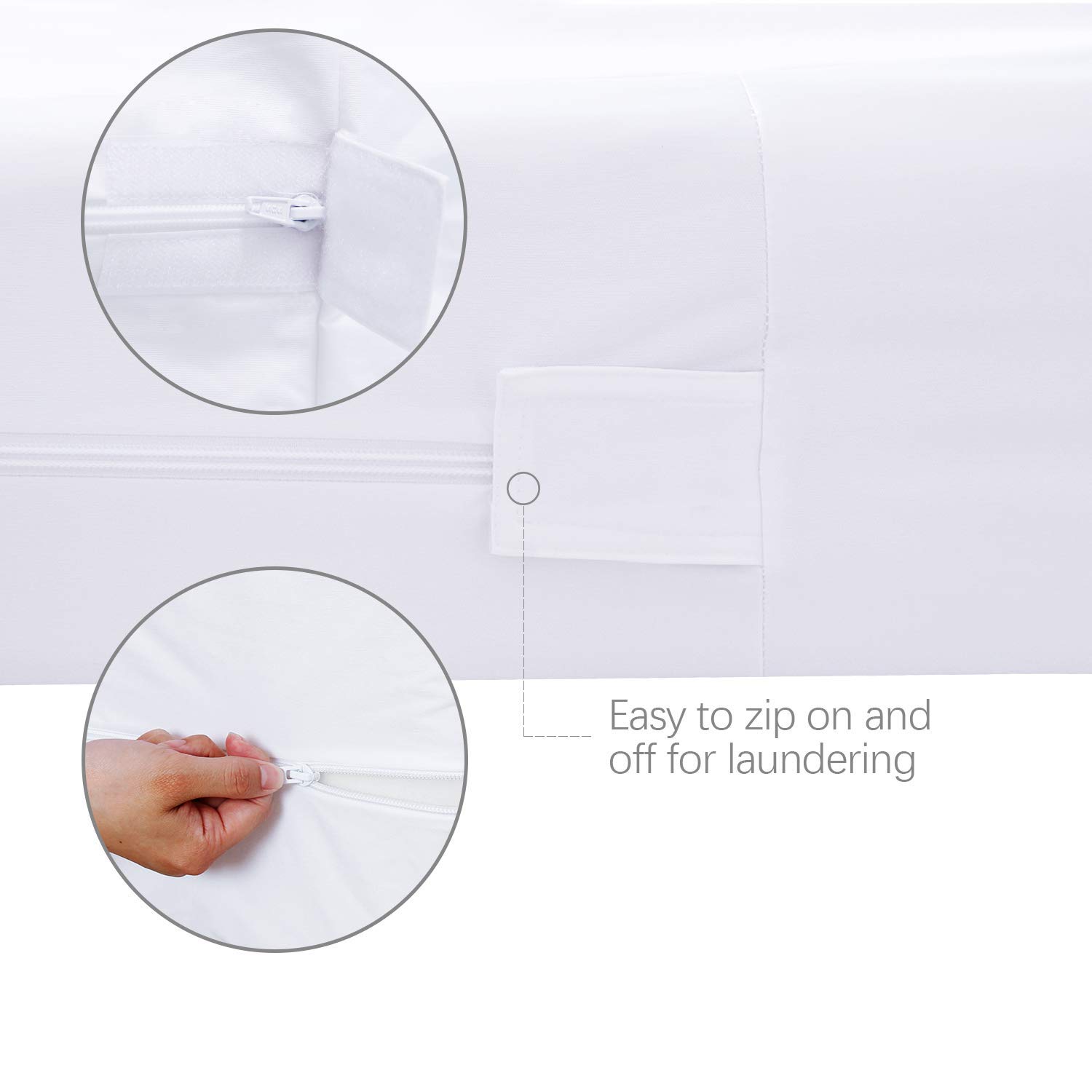 Waterproof Zippered Mattress Protector Queen (4/5/7/9Inches), Low Profile Mattress Protector, Fits for Amazon Basics & ZINUS Box Spring Mattress, 6 Sides Wrapping Zippered Mattress Encasement