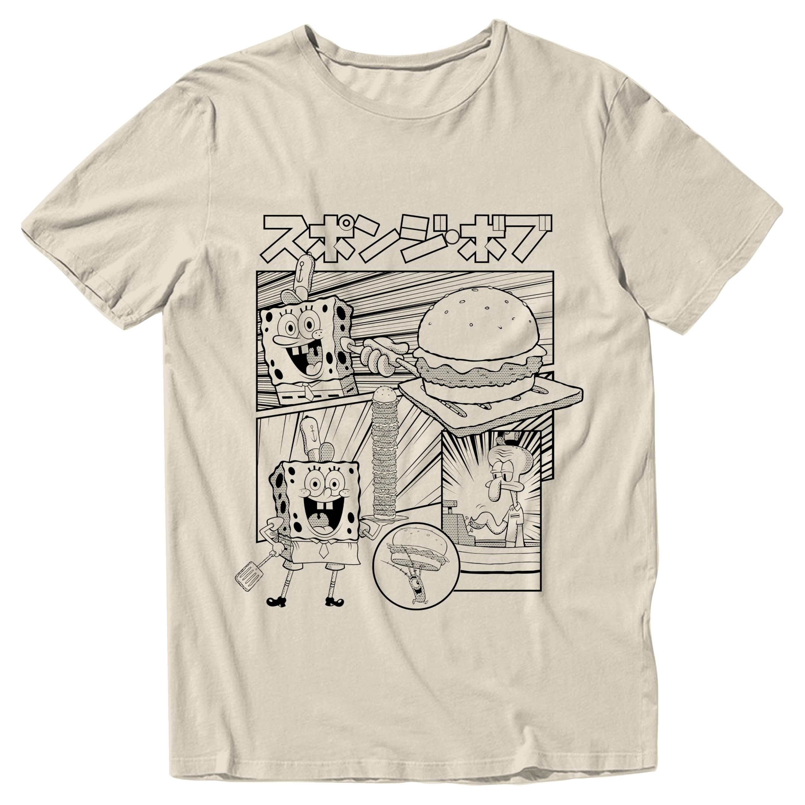 Isaac Morris Limited Spongebob Squarepants Krusty Krab Kanji Men’s and Women’s Short Sleeve T-Shirt (Small, Beige)