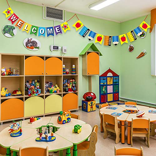 Welcome Banner for Party Supplies First Day of School Banner School Theme Party Decorations for Students and Teachers