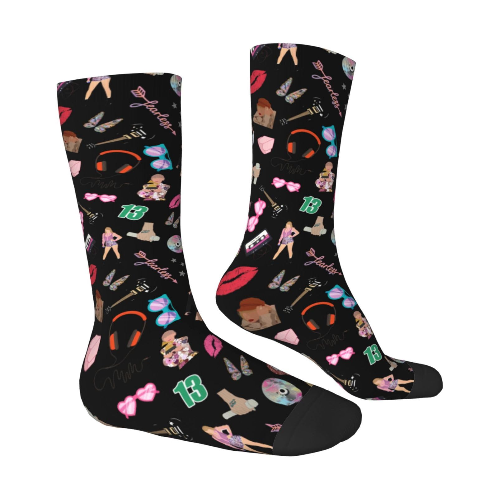 Caijhoul black socks for men women crew socks Moisture Wicking Athletic Socks 1Pcs