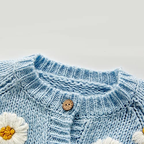 Infant Baby Girl Knitted Cardigan Embroidery Long Sleeve Button Sweaters Tops Casual Jacket Fall Winter Clothes Outfit (Embroidery Pink, 18-24 Months)