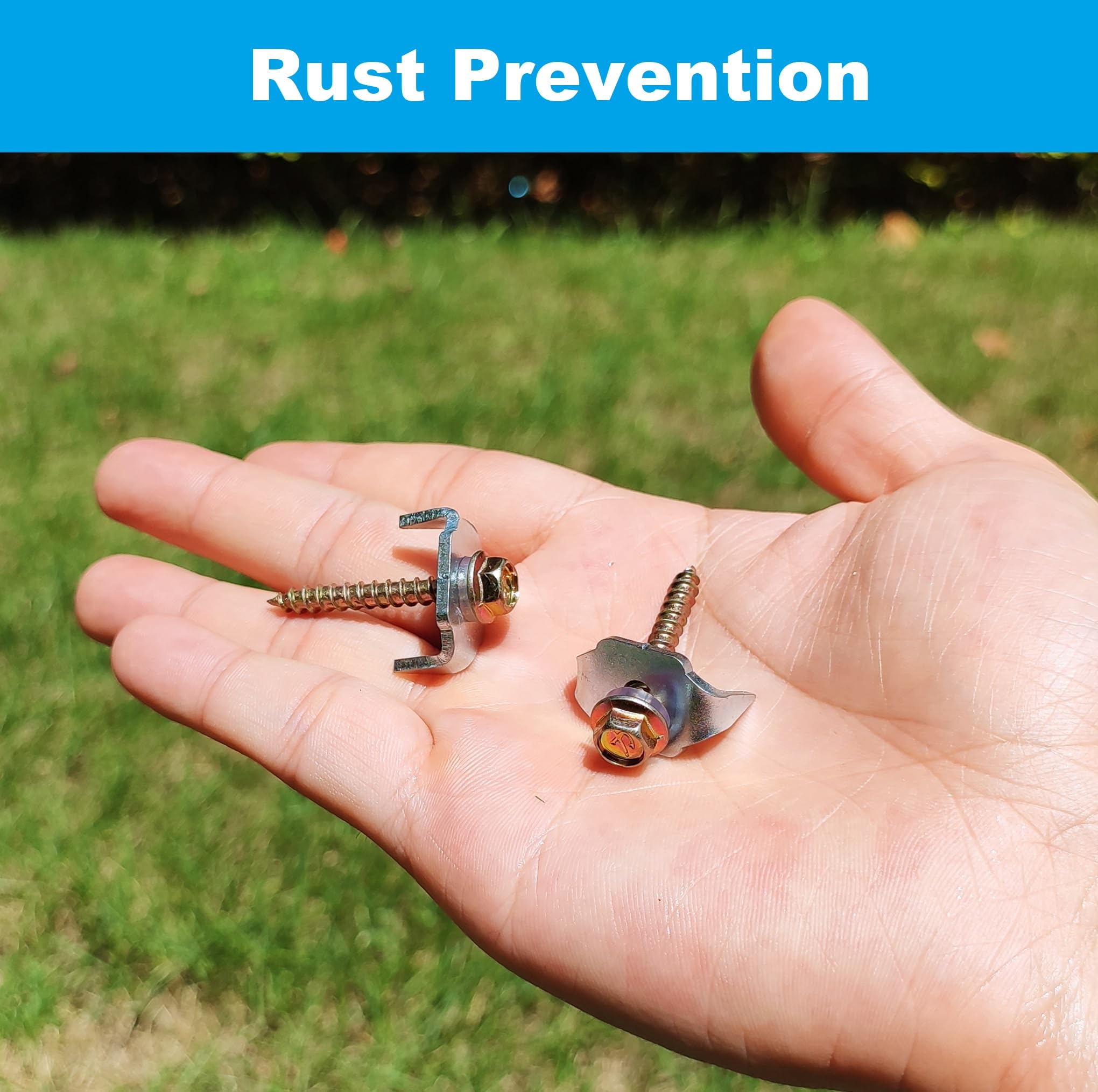 Bytcew Wire Wood Fencing Fasteners Staple, 60 Pcs Fence Nails Clips Post Screw for Wire Mesh and Woven Fencing, Quickly Install with Power Drill