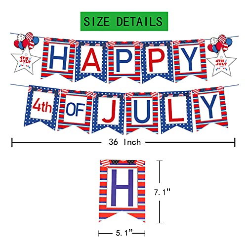 18PCS 4th/Fourth of July Decorations Set, Red White Blue Paper Banner, USA Flag Pennant, Hanging Swirls Party Decor Supplies