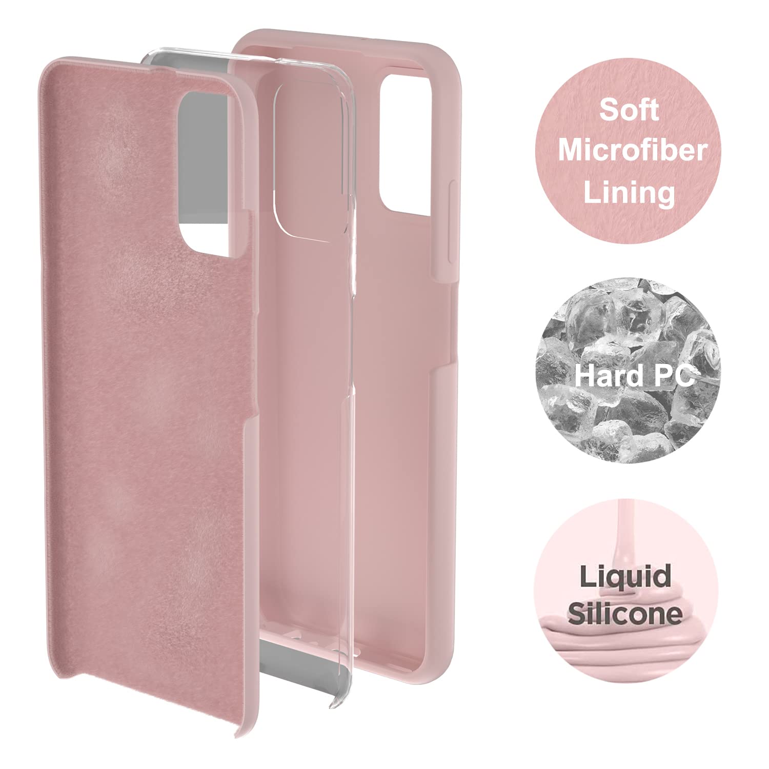 NUIMADL Galaxy A03S Case 6.5 inch, Soft Liquid Silicone Protective and Anti-Scratch Microfiber Lining Shockproof Compatible with A03S Cover (Pink)