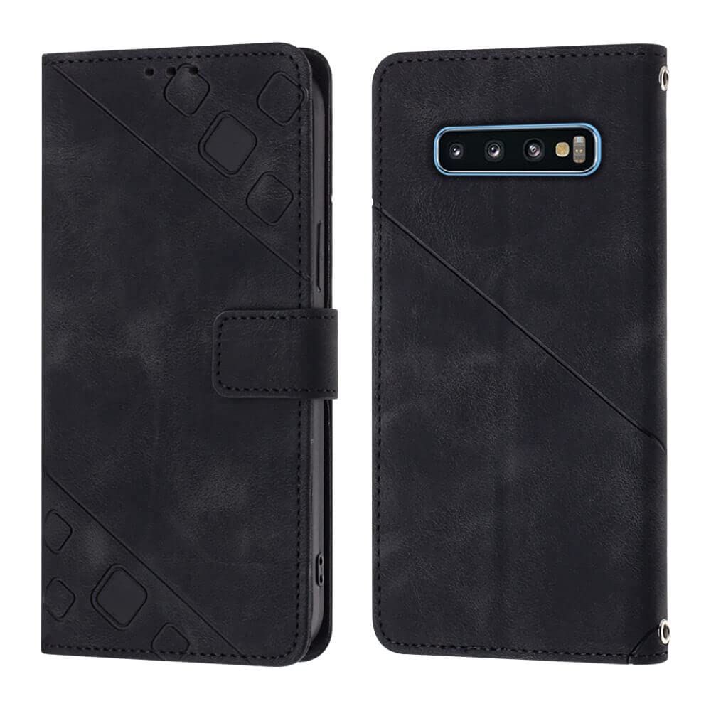Moment Dextrad for Galaxy S10 Case Wallet,[Card Holder Slots][Wrist Strap][Stand Function] TPU Interior Protective PU Leather Flip Cases Cover for Samsung S10 6.1 Inch (Black)