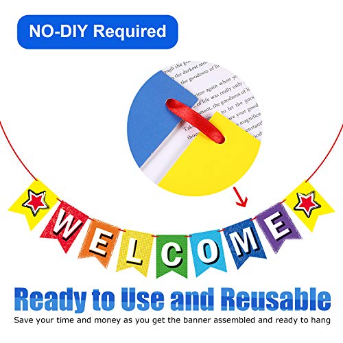 Welcome Banner for Party Supplies First Day of School Banner School Theme Party Decorations for Students and Teachers