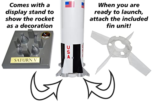 Estes Saturn V Model Rocket Starter Set - Includes Assembled Rocket, Launch Pad, Controller, Four AA Batteries, Recovery Wadding, and Three Engines White