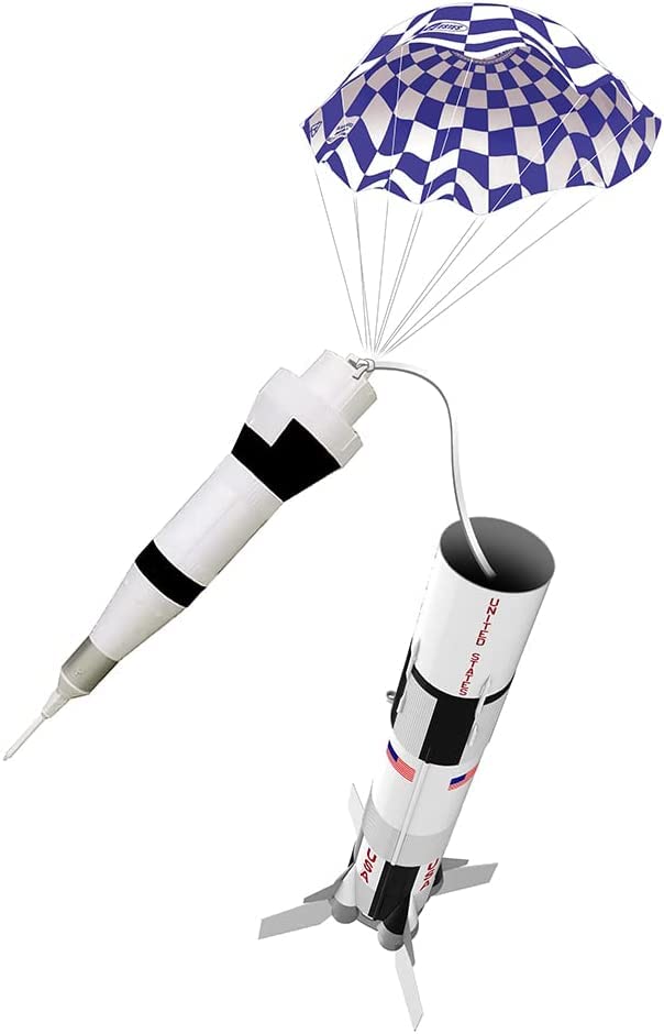 Estes Saturn V Model Rocket Starter Set - Includes Assembled Rocket, Launch Pad, Controller, Four AA Batteries, Recovery Wadding, and Three Engines White