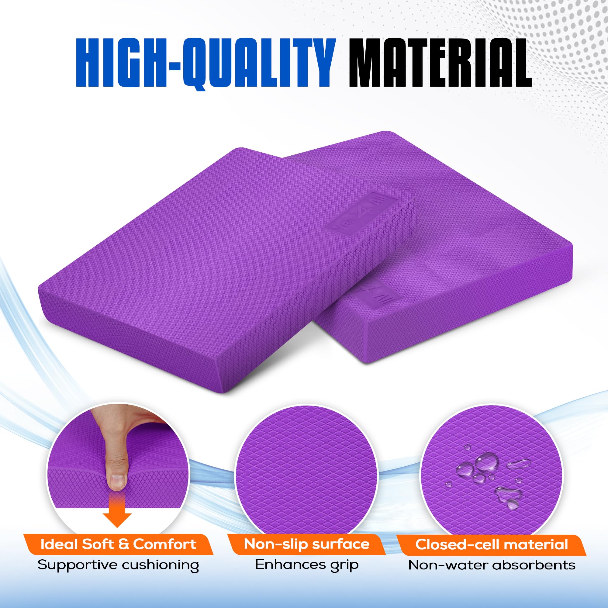 Yes4All Large Foam Balance Pad, Non-Slip Foam Mat for Yoga & Strength Training, Exercise Knee Pad for Floor Workouts, Balance Foam Block, Soft Cushion for Balance Training