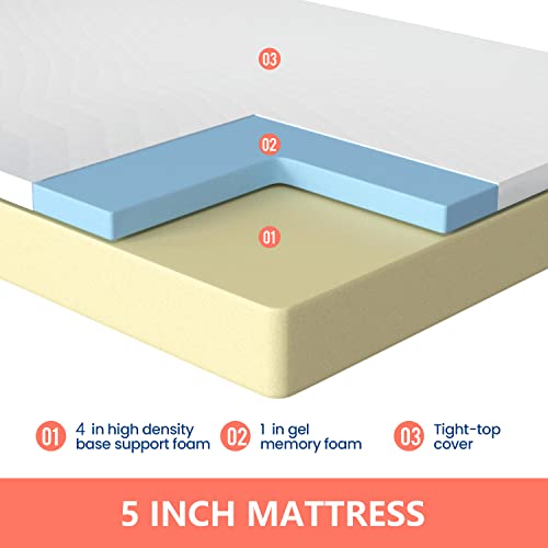 Twin Mattress 5 inch Gel Memory Foam Mattress Medium Firm Mattresses for Cool Sleep Relieving Pressure Relief CertiPUR-US Certified Mattress in a Box,Twin