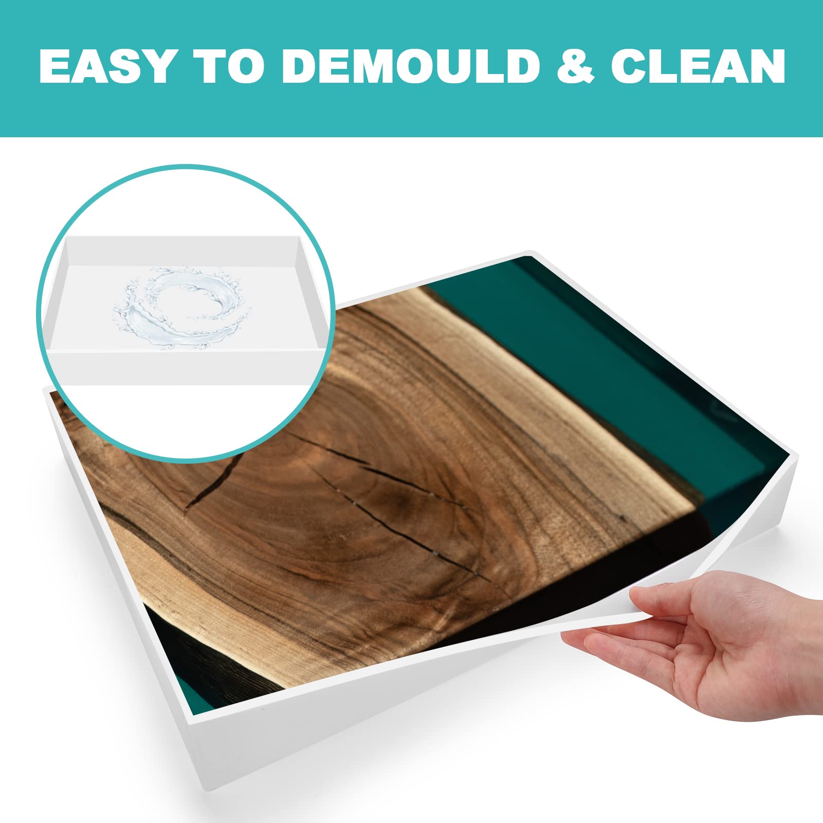 Sntieecr Large Rectangle Resin Table Molds, 16 x 12 x 2.4 Inch Charcuterie Board Resin Mold, Epoxy Table Mold for Tray Board, River Coffee Table, DIY Art Home Decoration
