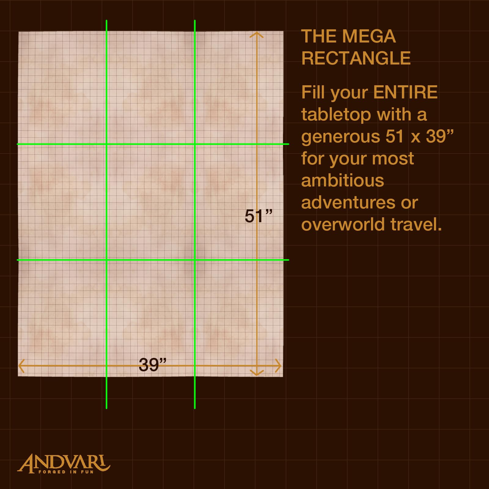 Battle Mat with Grid for Role Playing Game - 9 Pack Mega Pack Andvari Battle Boards