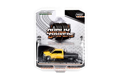 2020 Dodge Ram 3500 Tradesman Dually Flatbed, Yellow - Greenlight 46100F - 1/64 Scale Diecast Car