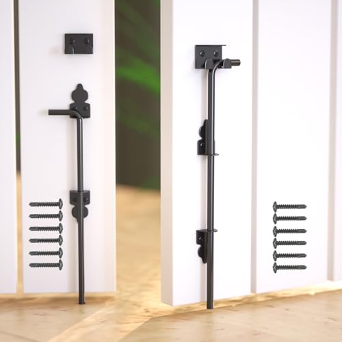 24 Inch Heavy Duty Cane Bolt Gate Drop Rod Gate Hardware,Solid Steel Gate Ground,Wooden Fence Latch for Gates, Metal Gates Doors Stopper for Gate Ground,Black Finish
