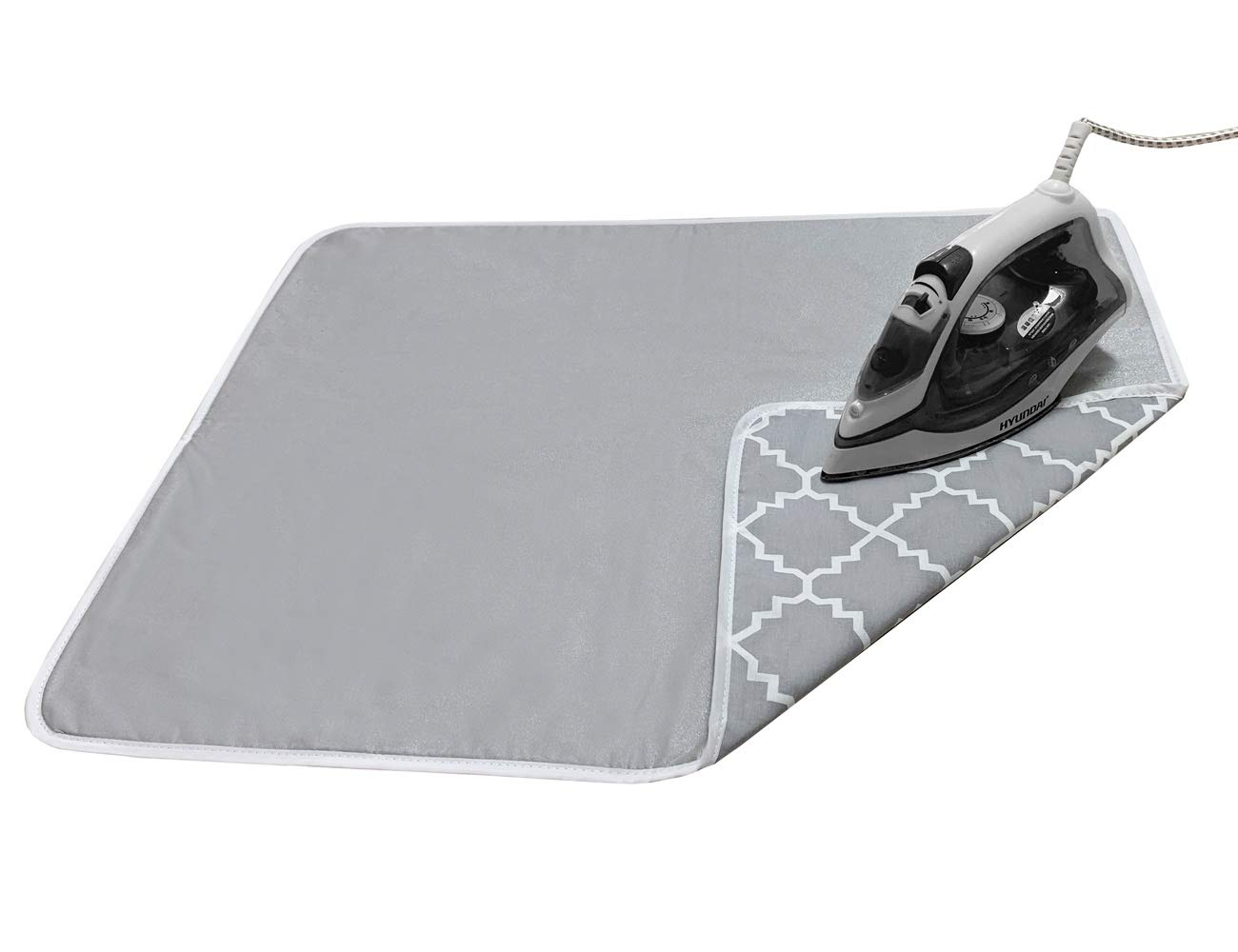 Neccom Ironing Mat with Silicone Pad Heat Resistant Ironing Blanket, Thick Portable Travel Ironing Pad for Table Top, Washer and Dryer, Cotton Ironing Padding Pack in Drawstring Bag 28"x21.6"