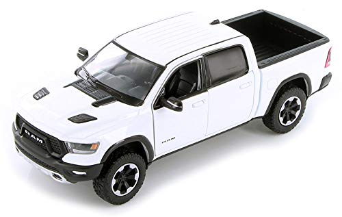 2019 RAM 1500 Rebel Crew Cab Pickup Truck White 1/24 Diecast Model Car by Motormax 79358