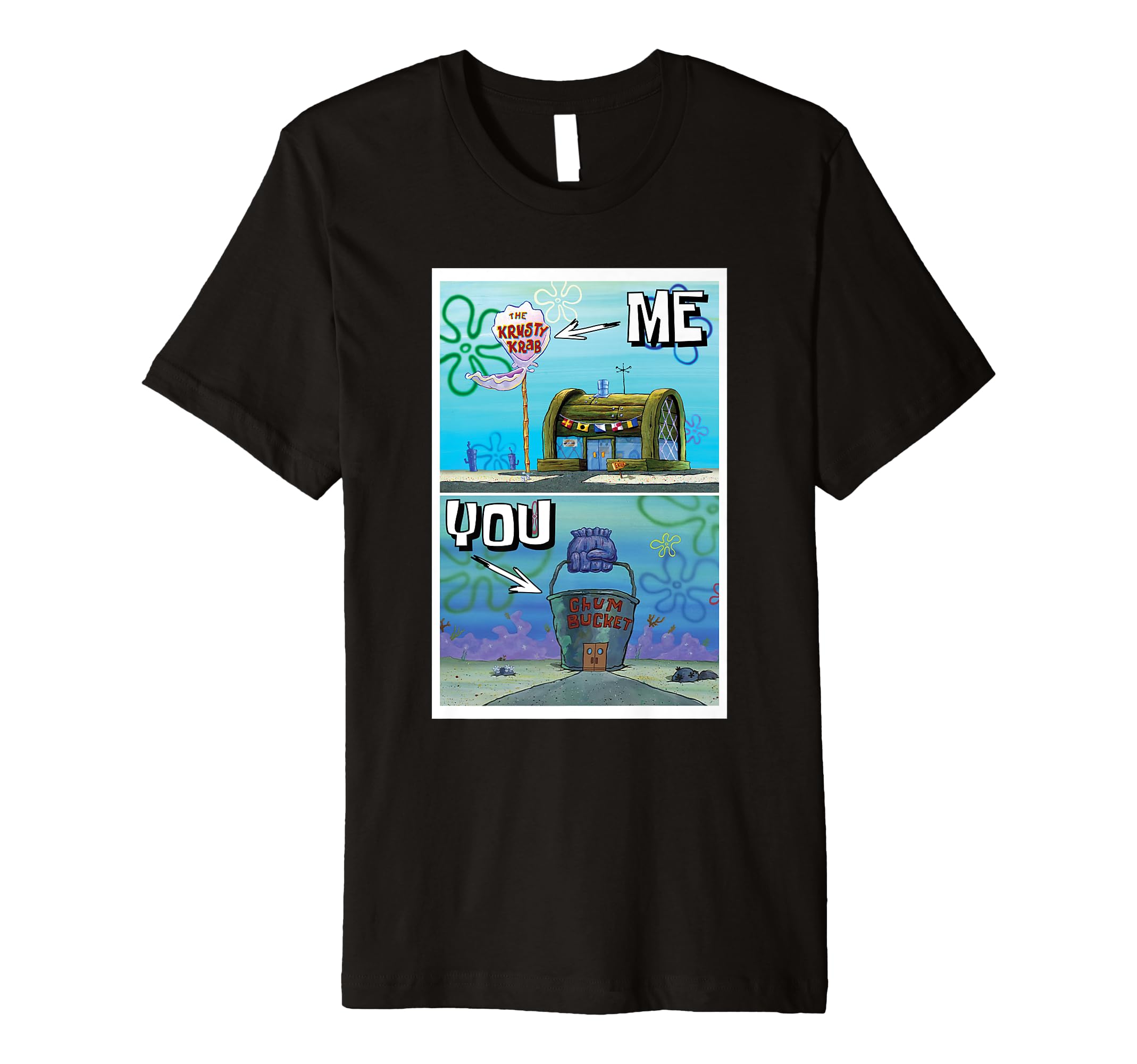 The Krusty Krab Chum Bucket Me VS You Premium T-Shirt