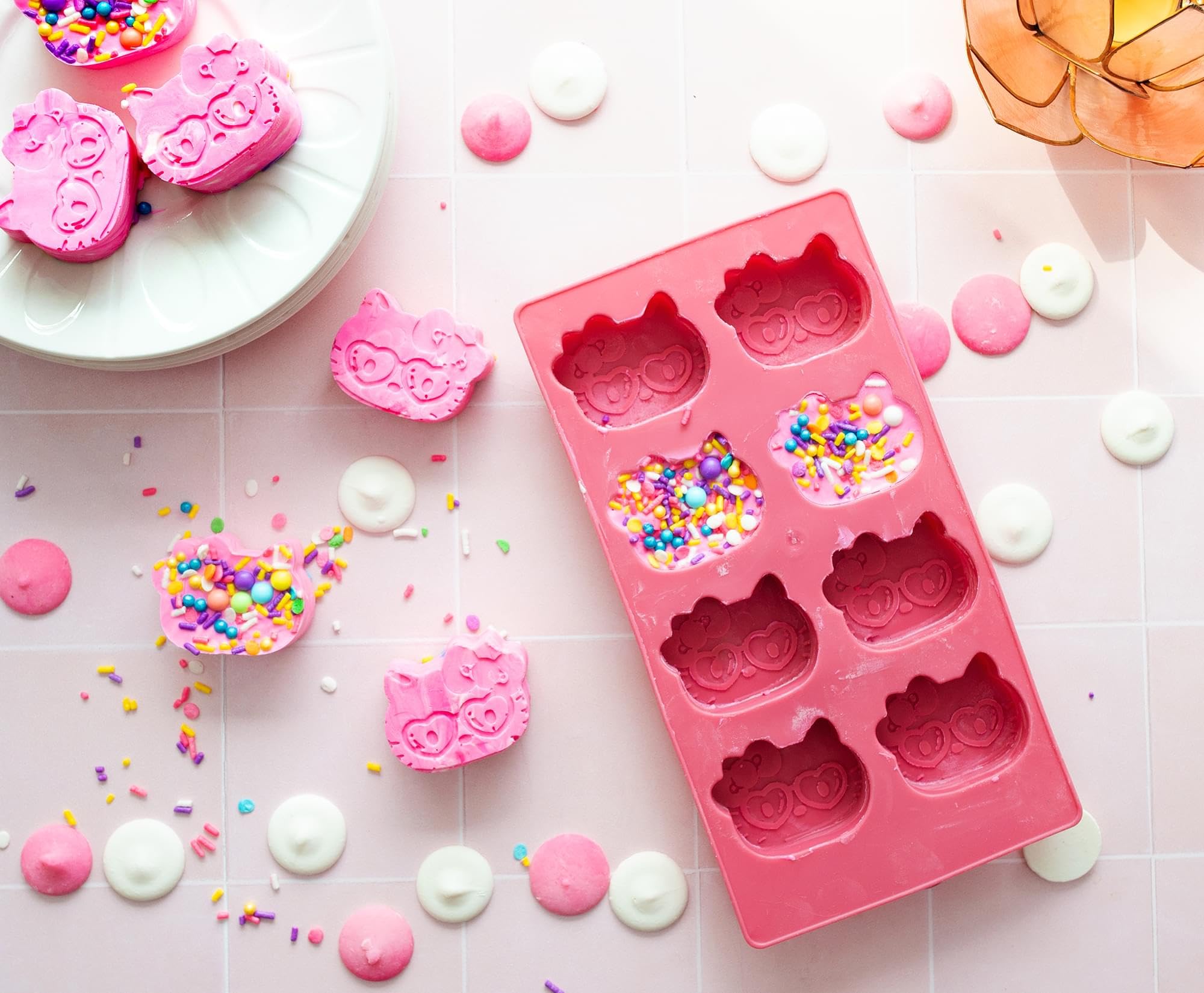 Sanrio Hello Kitty Hearts Flexible Silicone Ice Cube Tray In Character Shapes | Reusable Ice Mold For Freezer | Makes 8 Cubes