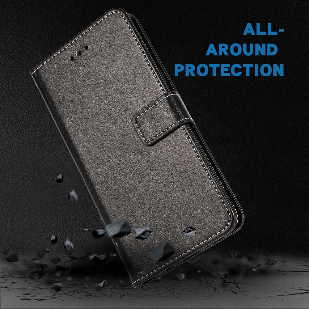 FDCWTSH Compatible with Samsung Galaxy J5 2015 Wallet Case Wrist Strap Lanyard Leather Flip Cover Card Holder Cell Phone Cases for Glaxayj5 Glaxay GalaxyJ5 SM J500 J500F J500H Black