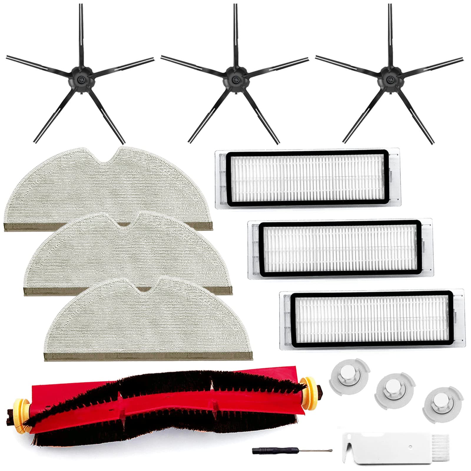 13 Pack Replacement Parts Compatible for Roborock S6 Pure S6 E4 S4 Max S6 MaxV S5 S5 Max S4 E2 E3 E5 E20 E25 E35 Xiaomi Mijia Robot 1 Main Brush 3 Filter 3 Side Brush 3 Mop Cloth 3 Water Tank Filter
