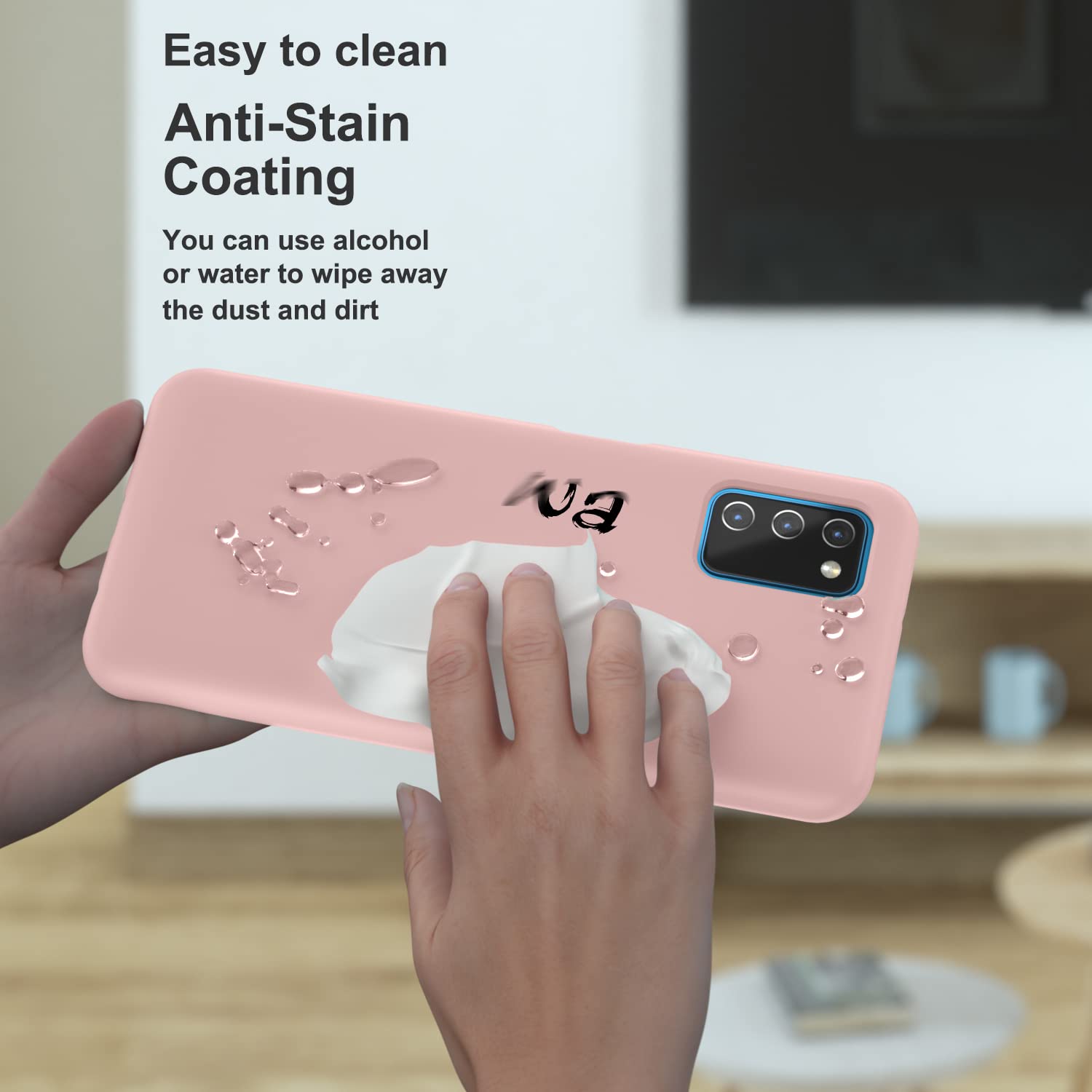 NUIMADL Galaxy A03S Case 6.5 inch, Soft Liquid Silicone Protective and Anti-Scratch Microfiber Lining Shockproof Compatible with A03S Cover (Pink)