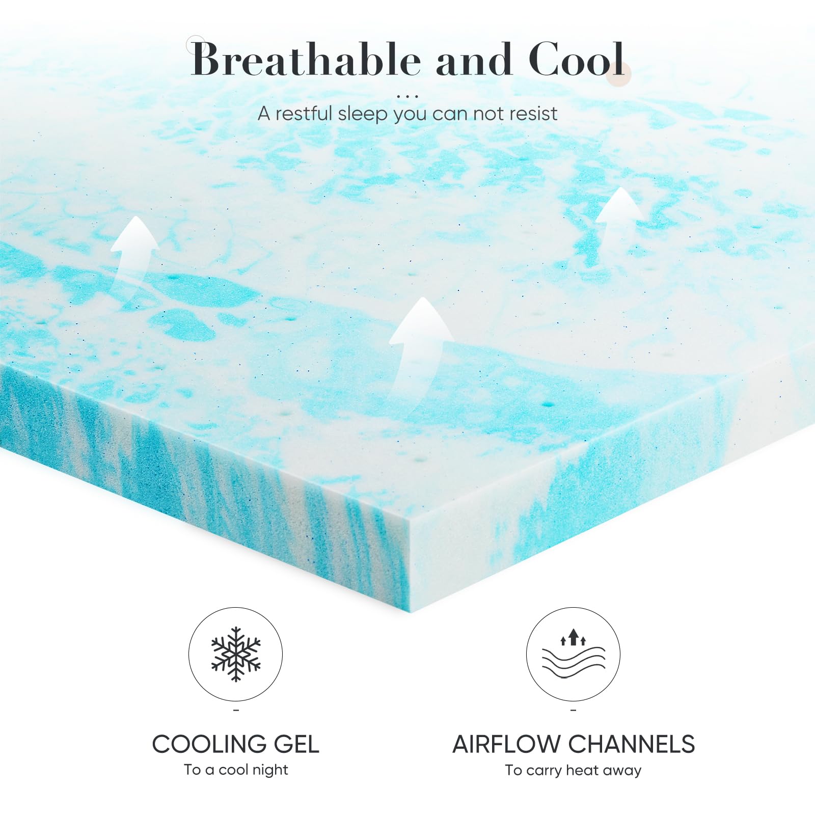 Memory Foam Mattress Topper Full, 2 Inch Thick Gel Infused Bed Toppers for Full Size Bed, Soft Mattress Pads for Sleeper Sofa, RV, Camper, CertiPUR-US Certified