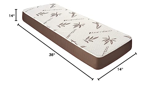 Customize Bed 6 Inch Gel Memory Foam Mattress with Rayon Derived from Bamboo Cover, Cot Size 36" x 74" for Student RV, Cot, Folding, Guest & Day Bed - CertiPUR-US Certified, Mattress Made in USA