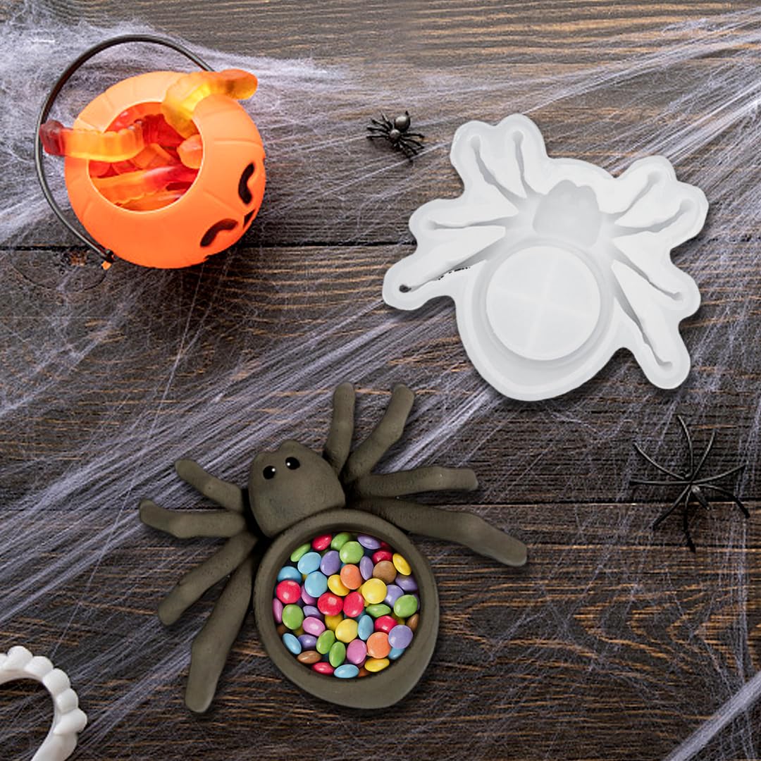 Zayookey Spiders Candle Holder Resin Mold Halloween Tealight Holder Silicone Mold for Epoxy Resin Animals Candlestick Casting Mould DIY Jewelry Trinket Tray Candy Containers