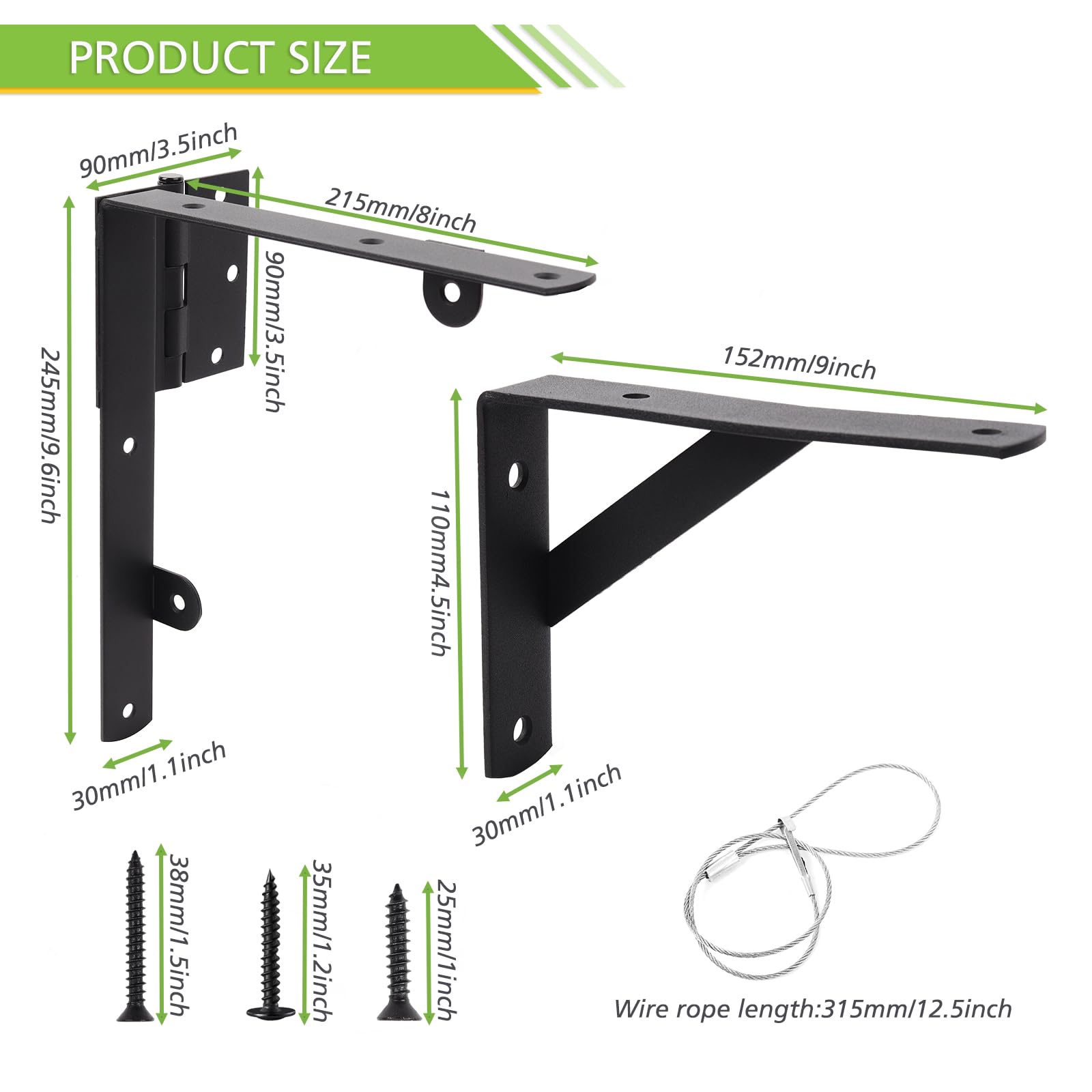 LANMIERT Fence Gate Kit, Anti Sag Gate Kit for Wooden Fence; Heavy Duty Gate Kit with Gate Latch; Gate Hardware for Wooden Gate Fence, Driveway Gates, Shed Doors, Corral Gates, Wood Windows