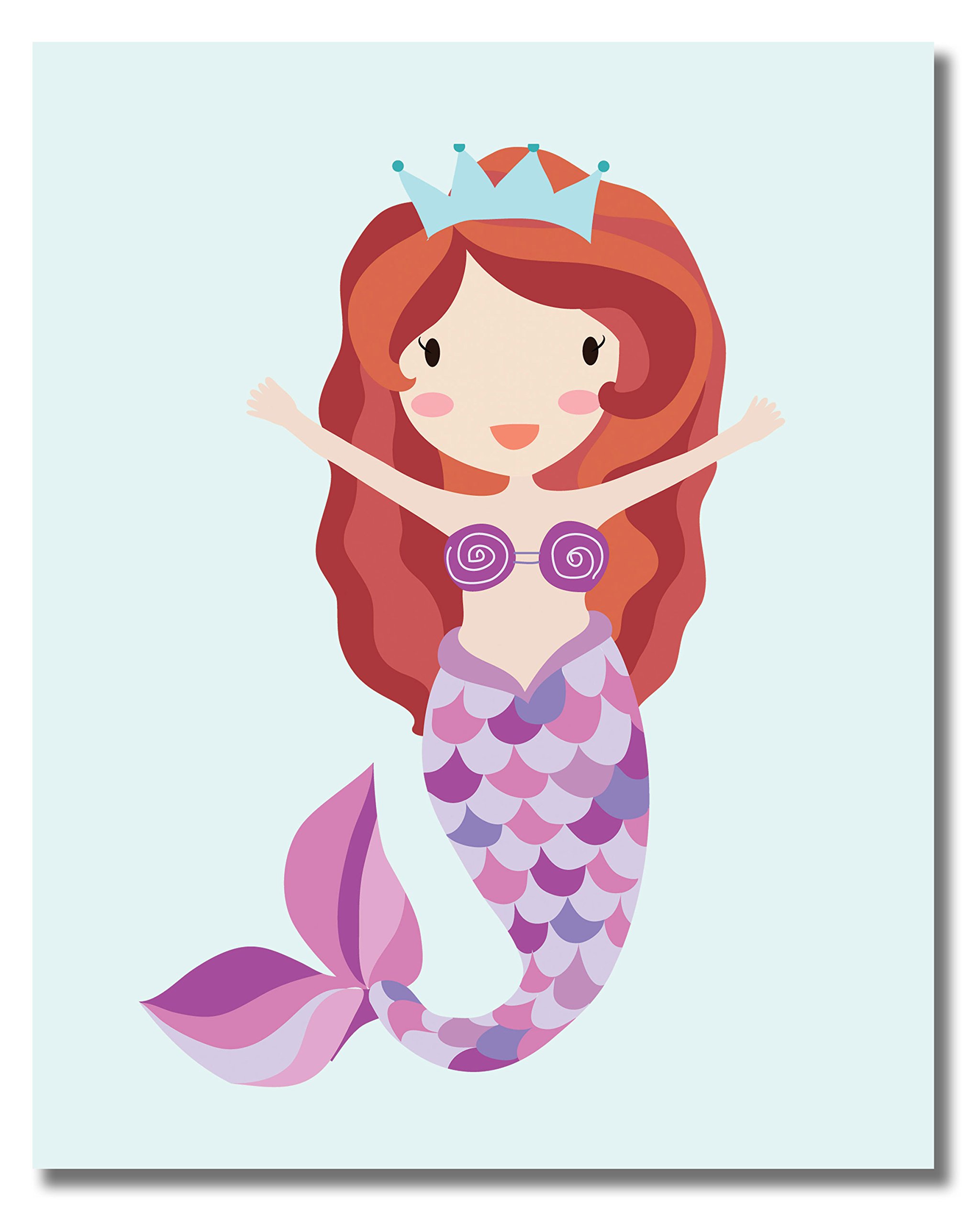 Mermaid Wall Art Prints (8 inches x 10 inches, Blue)