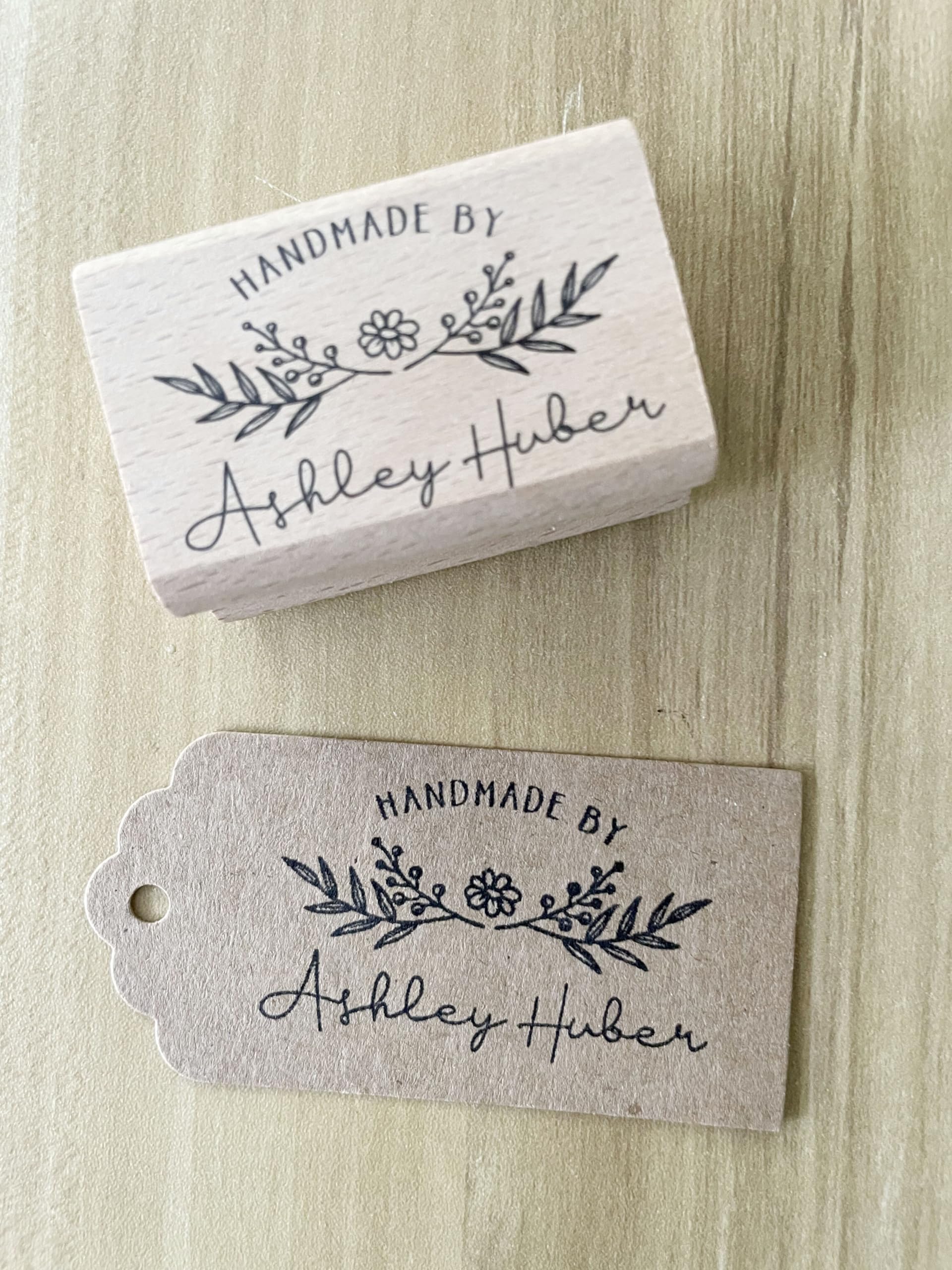 CHYHMYT |Personalized Name Stamp, Custom Signature Stamp, Handmade Business Stamp, Handmade by Stamp- Custom Made Wooden Stamp - for Crafting, handicrafts etc. (Woodblock Stamp)