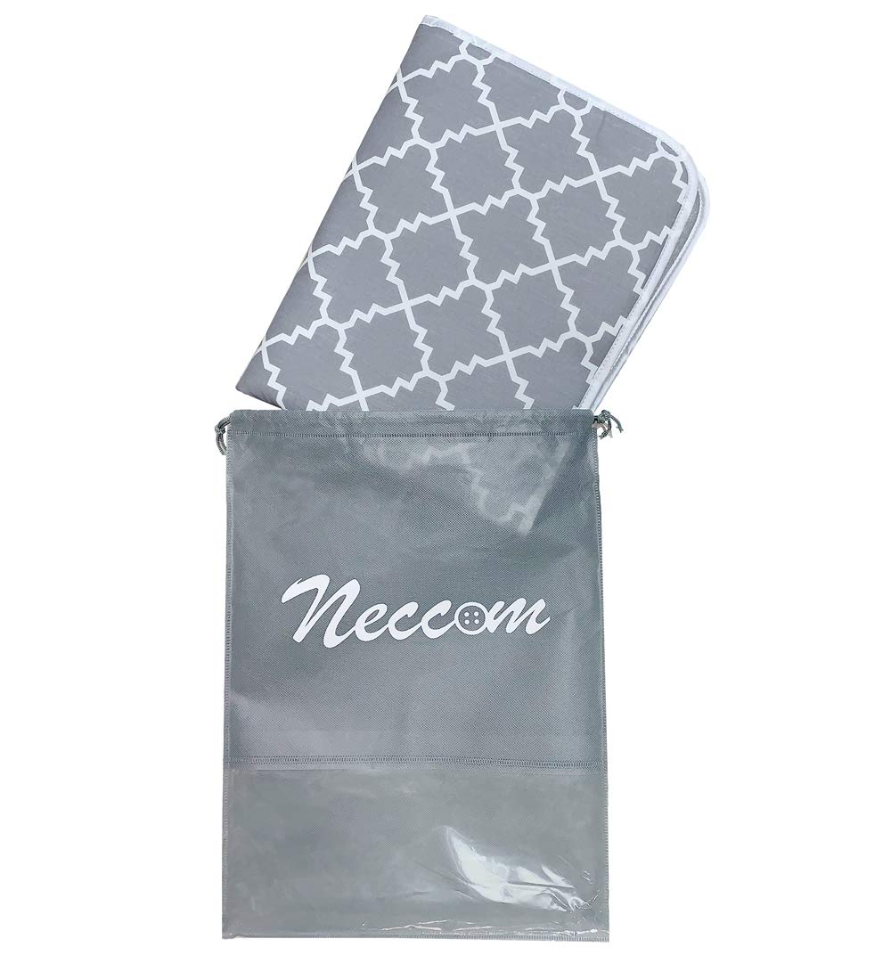 Neccom Ironing Mat with Silicone Pad Heat Resistant Ironing Blanket, Thick Portable Travel Ironing Pad for Table Top, Washer and Dryer, Cotton Ironing Padding Pack in Drawstring Bag 28"x21.6"